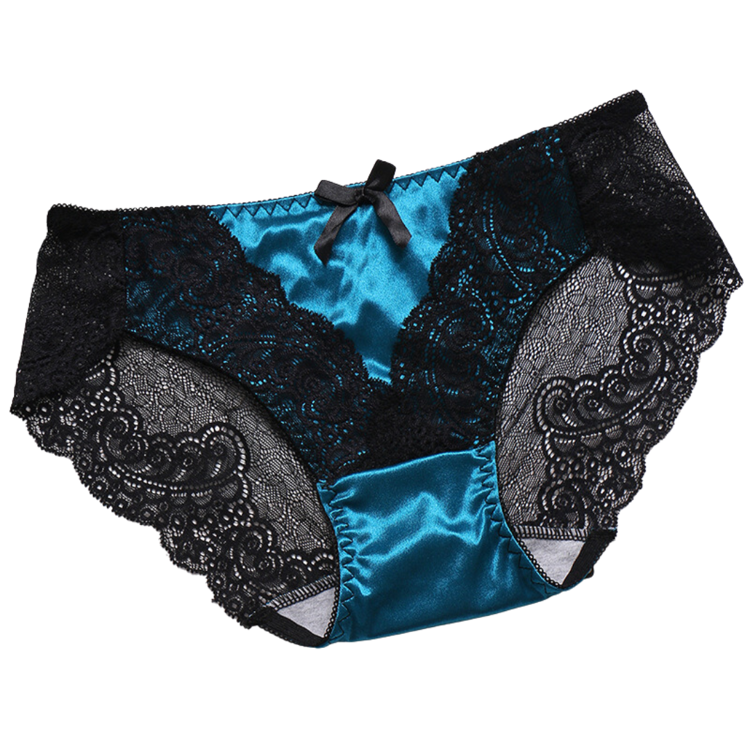 Blue bow lace satin briefs & Duchesse