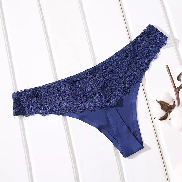 Culotte string en satin à volant bleu – Duchesse