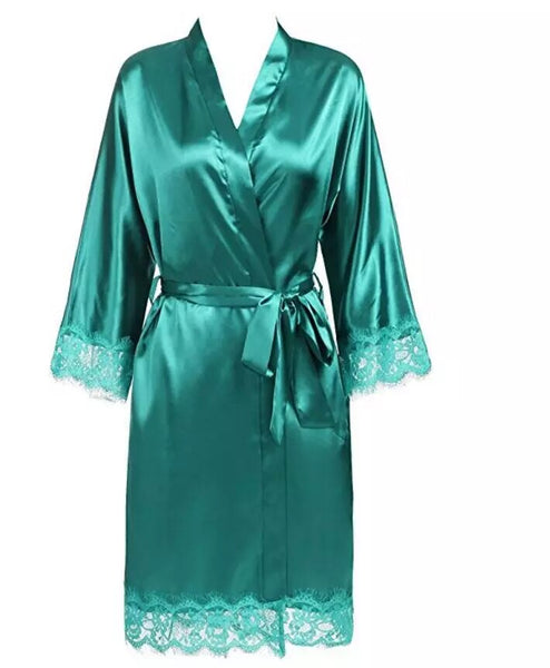 Turquoise Lita satin bathrobe – Duchesse