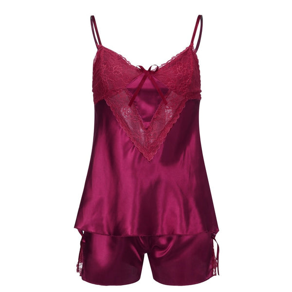 Vita red satin pajamas – Duchesse